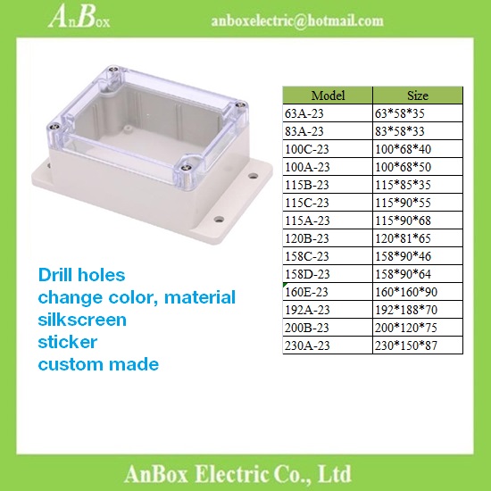 200*120*56mm Ip65 Weatherproof Clear Lid Enclosures