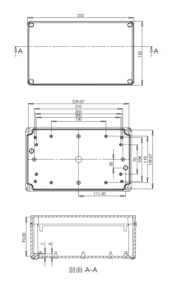 PC IP68 248x148x100mm Waterproof Plastic Enclosure Box