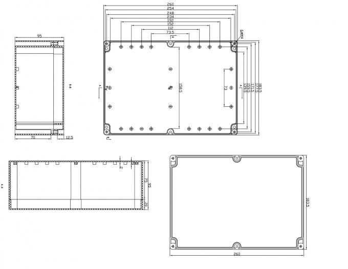Fire Protection 263x182x95mm Waterproof Plastic Enclosure Box