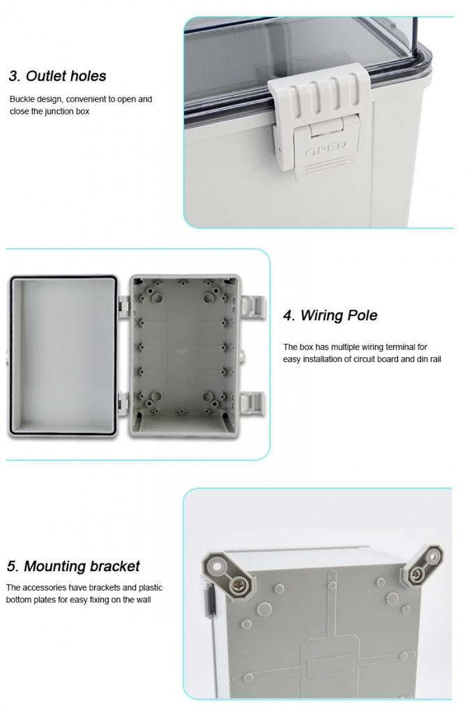 Dustproof Electrical ABS 300x300x180mm Hinged Enclosure Box