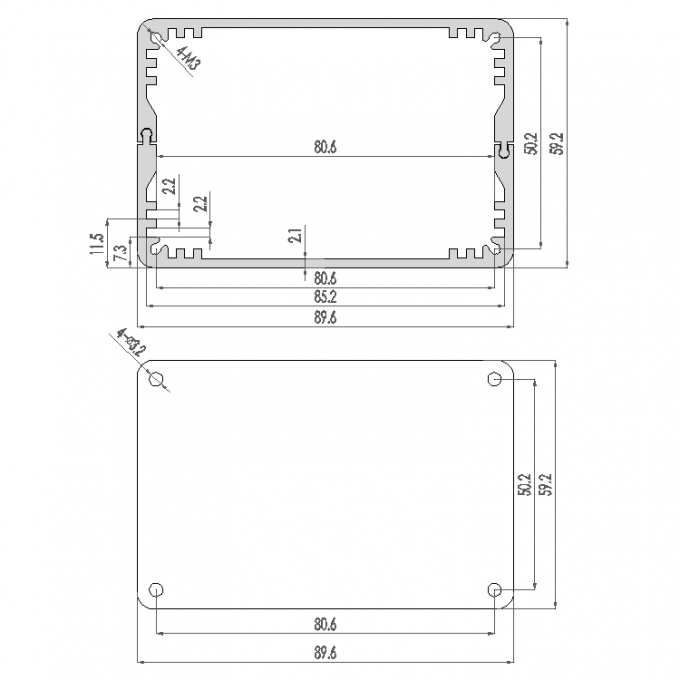 90*59*100mm Divided Body Extruded Aluminum Enclosure Boxes