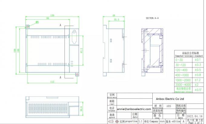 Power Supply Industrial Din Rail Enclosures Plastic Casing 120*100*48MM